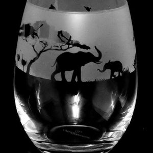 SAFARI GLASS | 36cl Stemless Wine / Water Glass With Safari Frieze ...