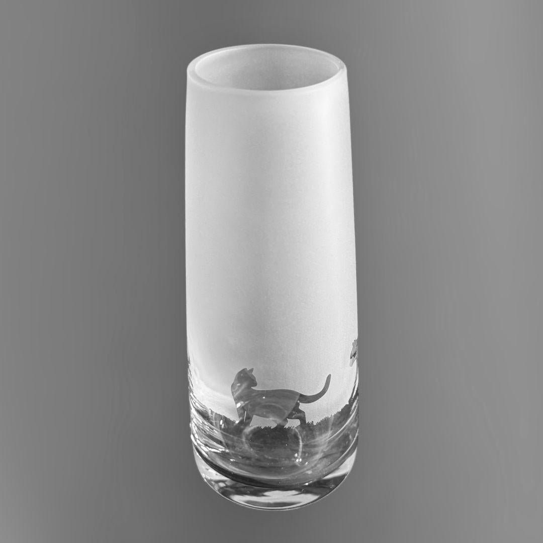 CAT GLASS VASE - 15cm Crystal Glass Bud Vase With Cat Frieze Design - Etsy