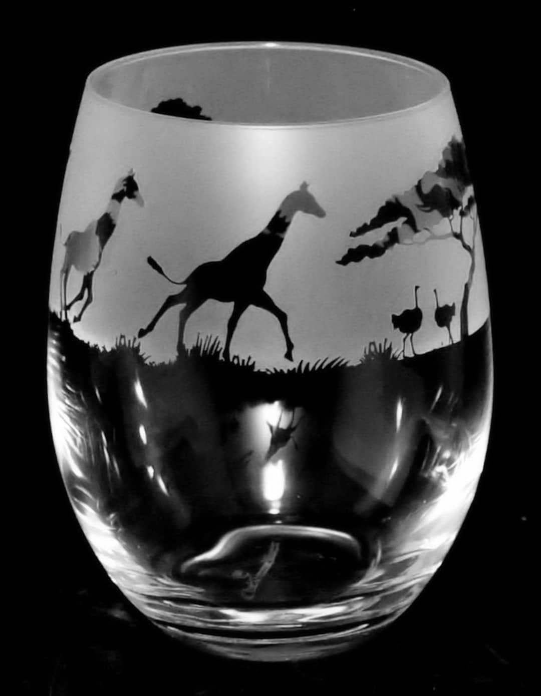 SAFARI GLASS | 36cl Stemless Wine / Water Glass With Safari Frieze ...