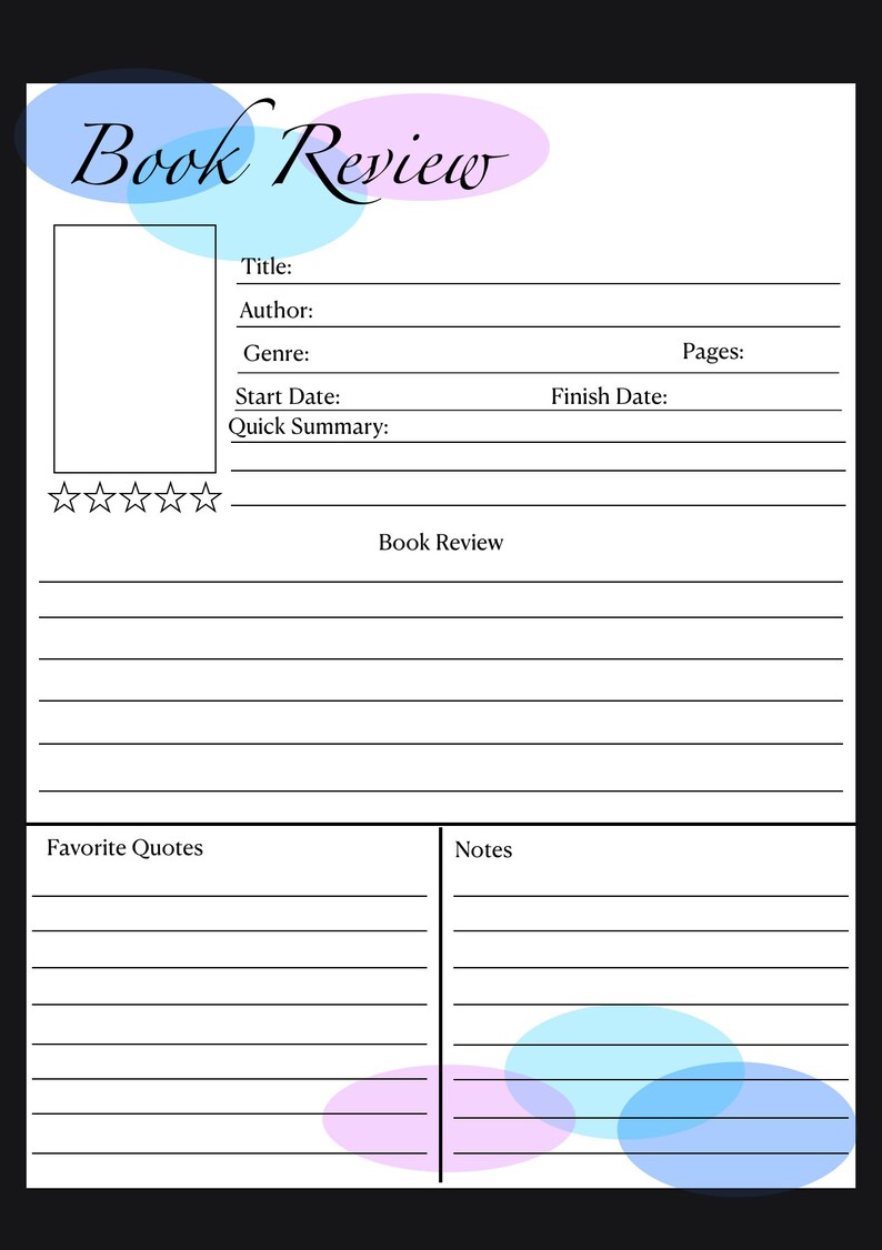 Reading Journal Printable Pages - Etsy