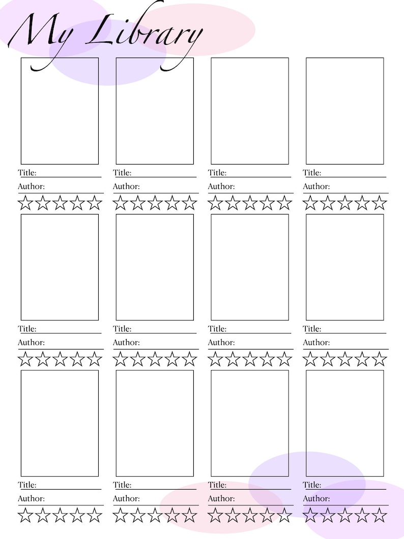 Printable Reading Journal Pages, Beautiful Pink and Purple Theme - Etsy