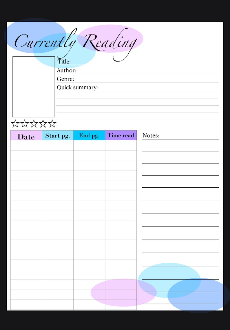 Reading Journal Printable Pages - Etsy