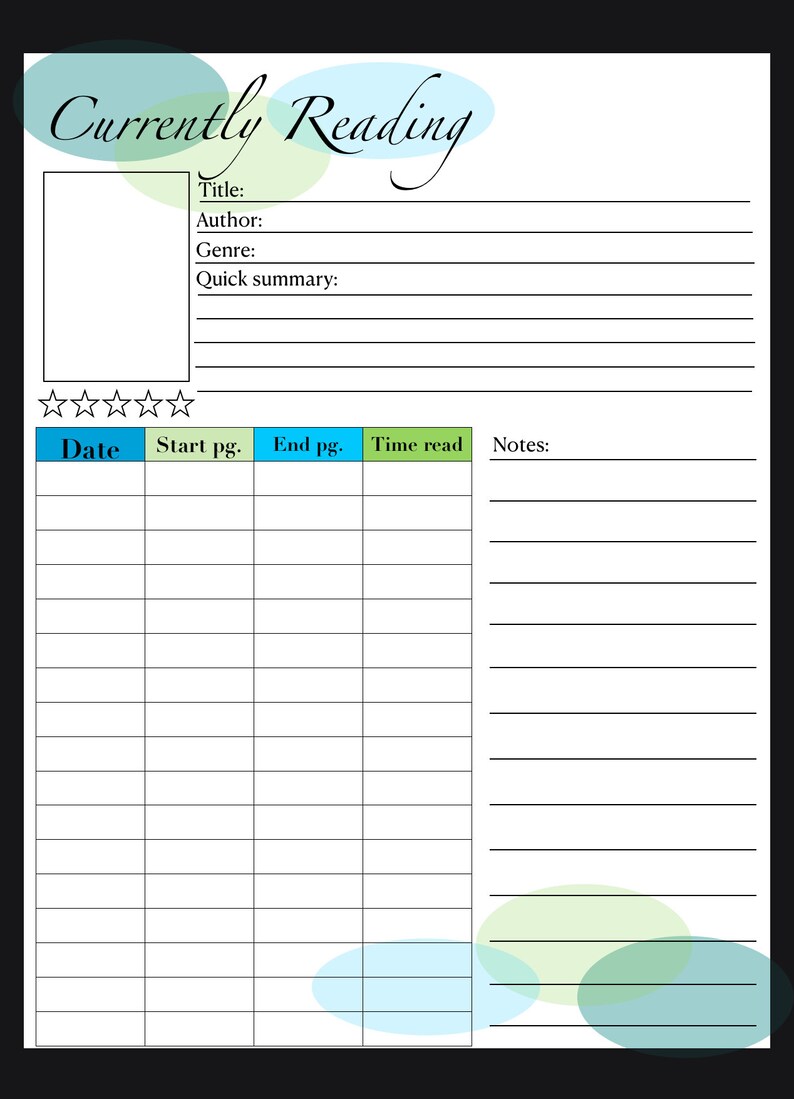 Reading Journal Digital Print in Greens - Etsy