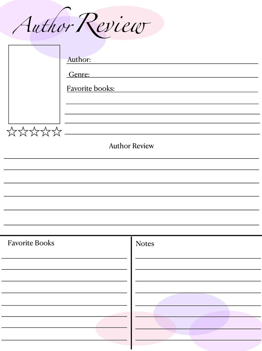 Printable Reading Journal Pages, Beautiful Pink and Purple Theme - Etsy