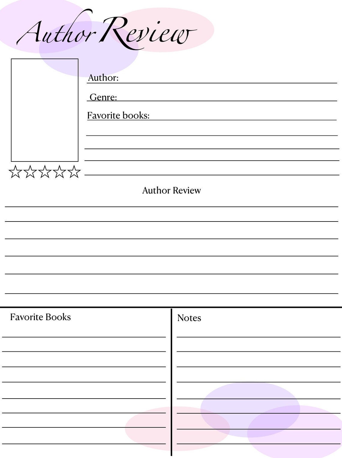 Printable Reading Journal Pages, Beautiful Pink and Purple Theme - Etsy