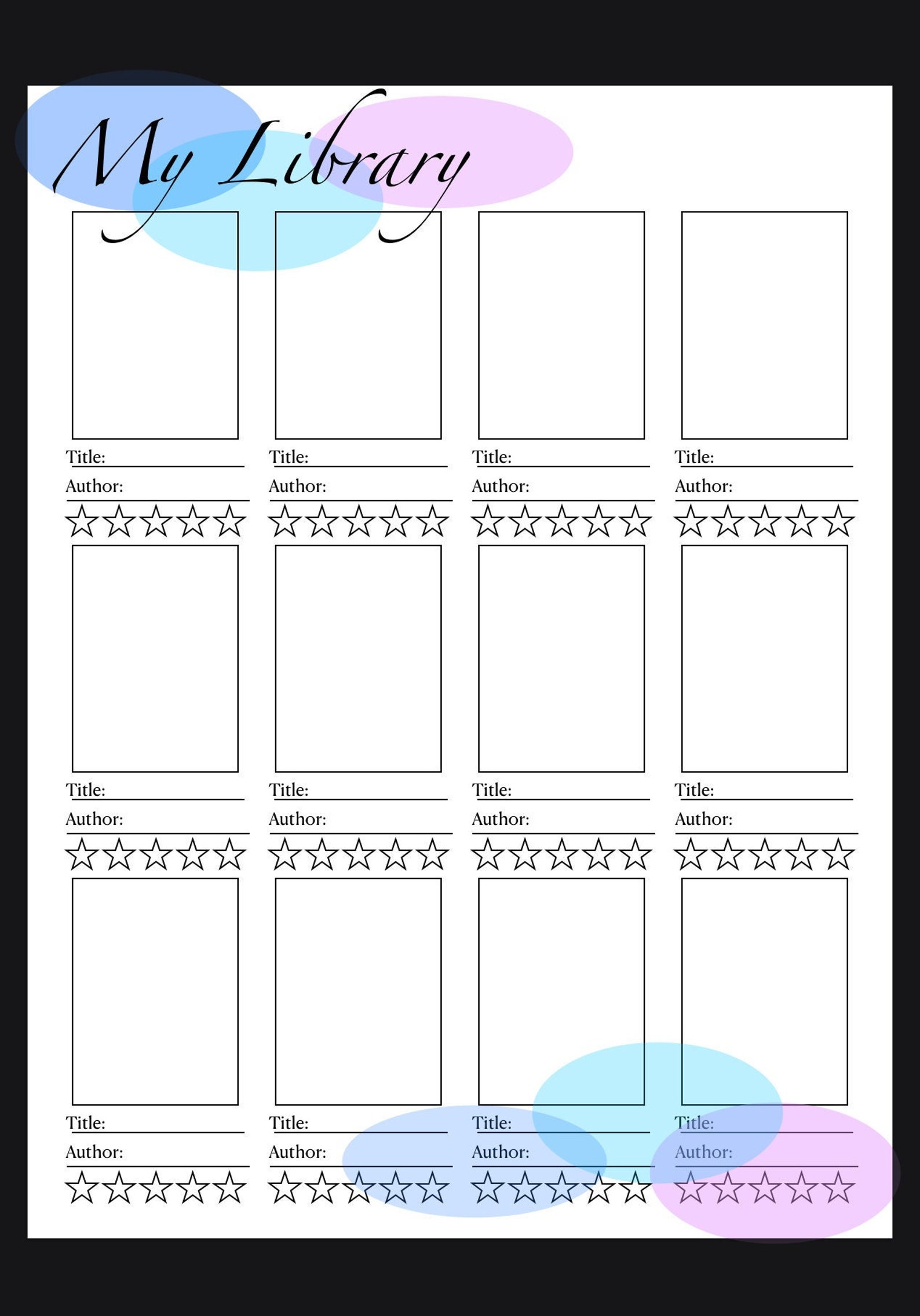 Reading Journal Printable Pages - Etsy