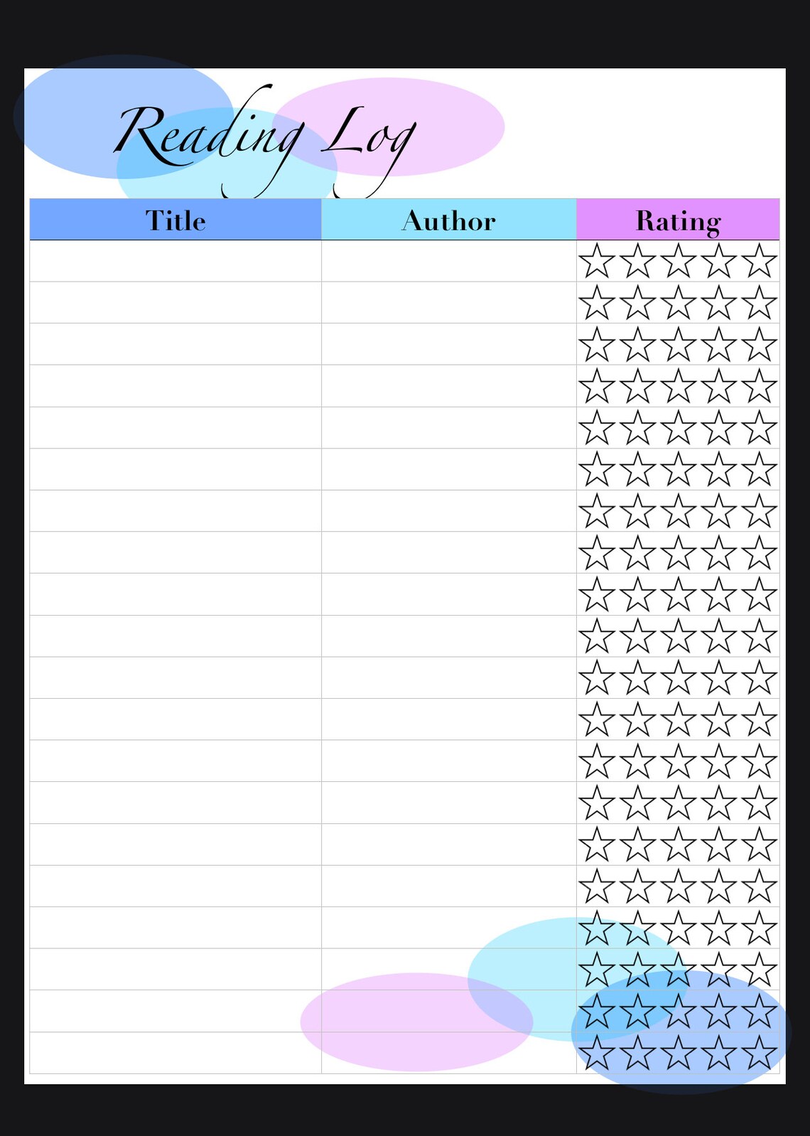 Reading Journal Printable Pages - Etsy