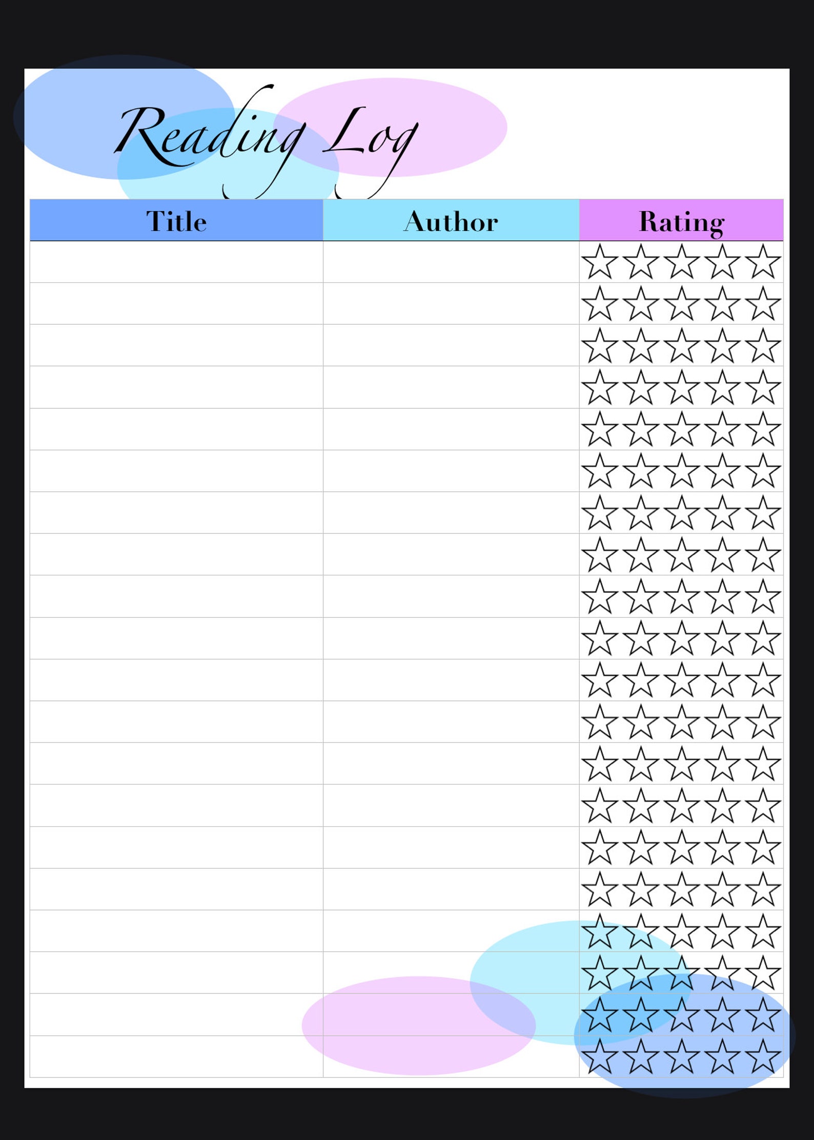 Reading Journal Printable Pages - Etsy