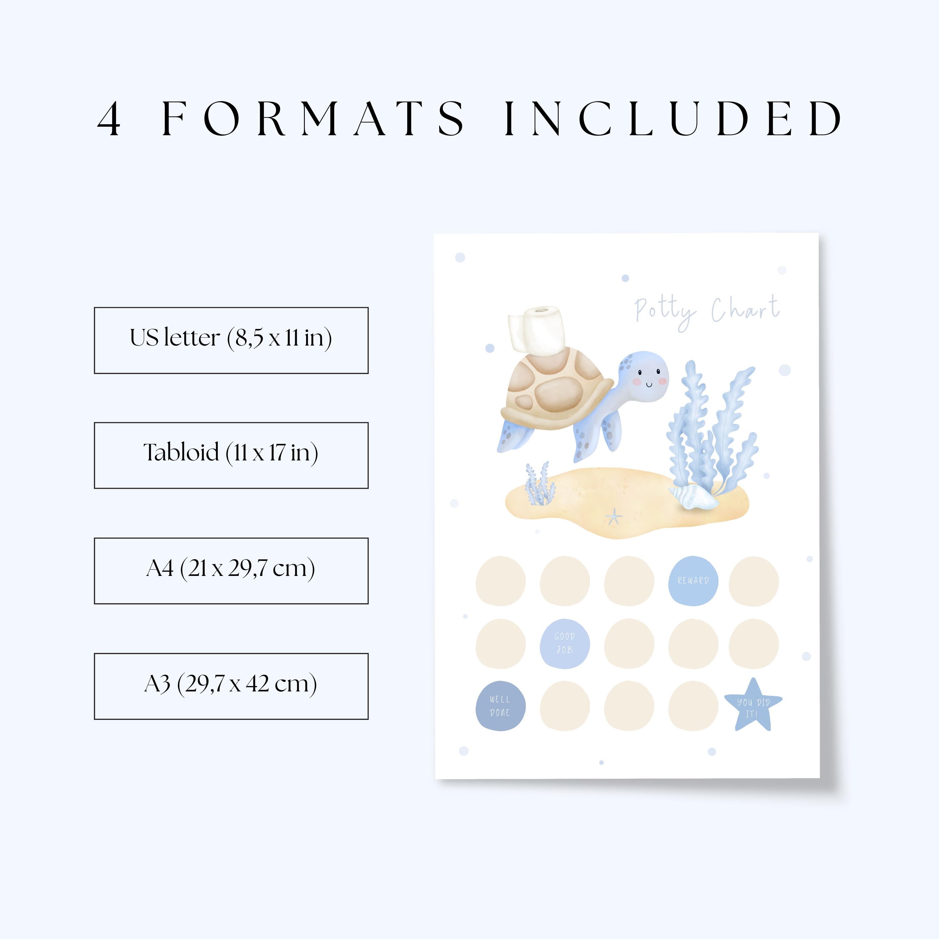 Printable Potty Chart Turtle | Toilet Training Chart for Kids | Blue ...