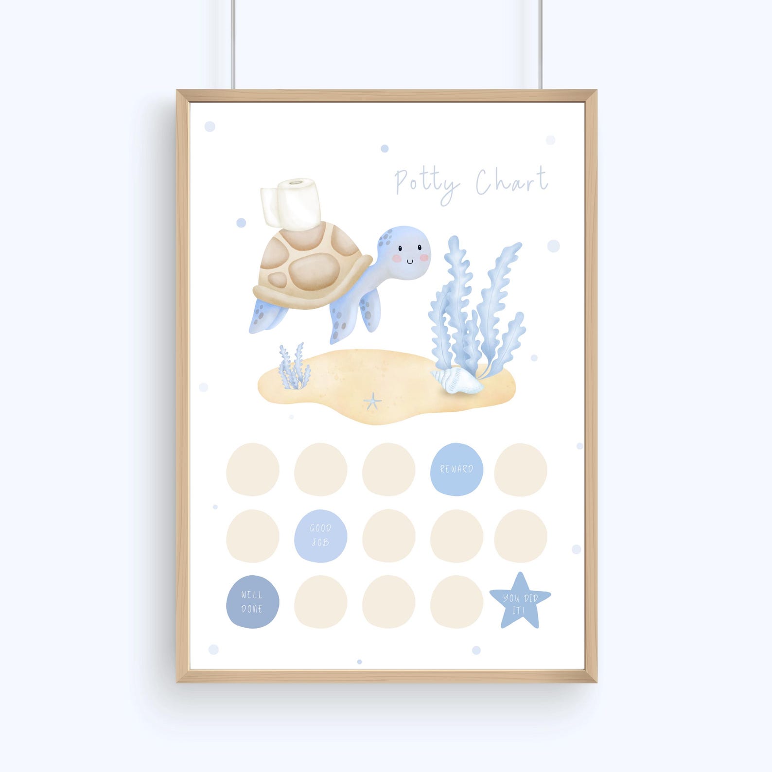 Printable Potty Chart Turtle | Toilet Training Chart for Kids | Blue ...