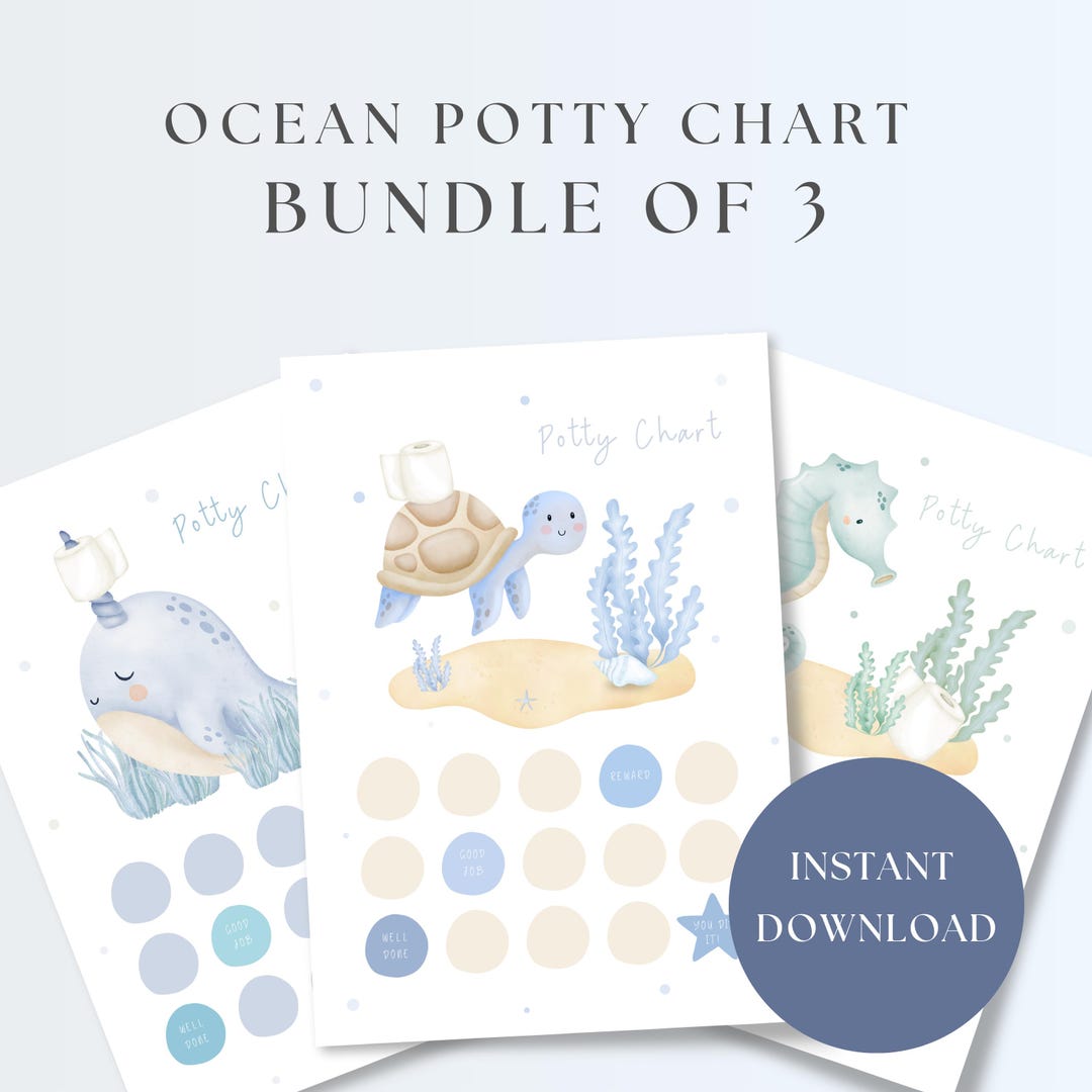 Printable Potty Training Chart Bundle – Ocean-themed Toilet Reward ...