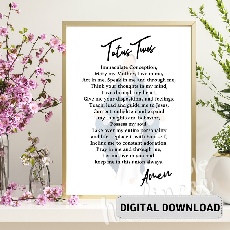Totus Tuus Prayer- Mary Background PRINTABLE, DIGITAL DOWNLOAD - Etsy