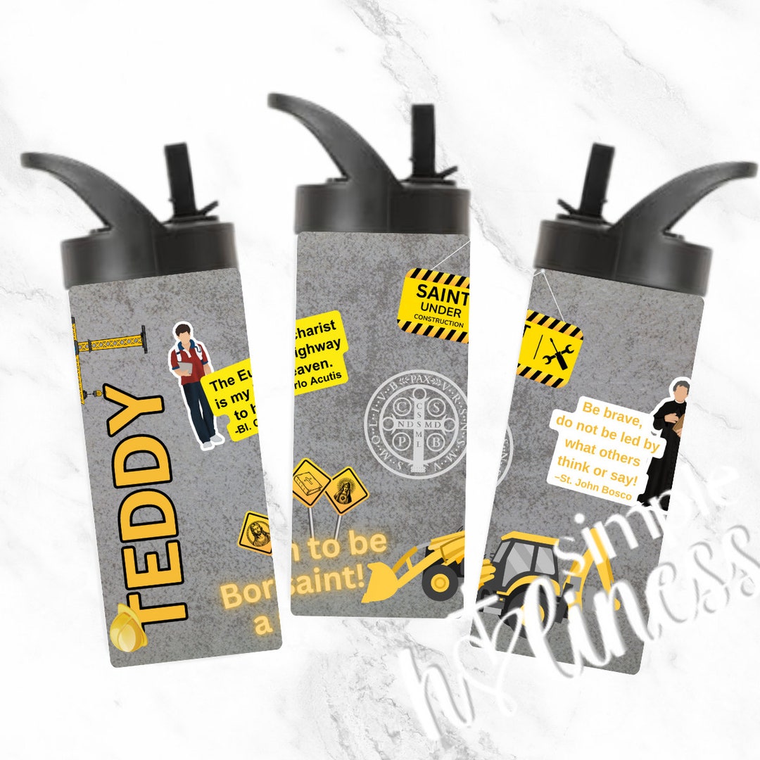 PERSONALIZED Boys Saint Construction-16oz Water Bottle, Saint Under ...