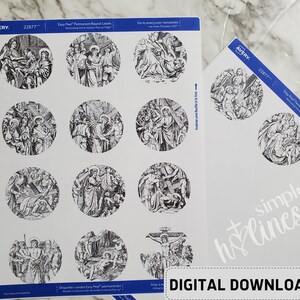 Parish/school Use- Stations of the Cross 2" Stickers Template- DIGITAL ...