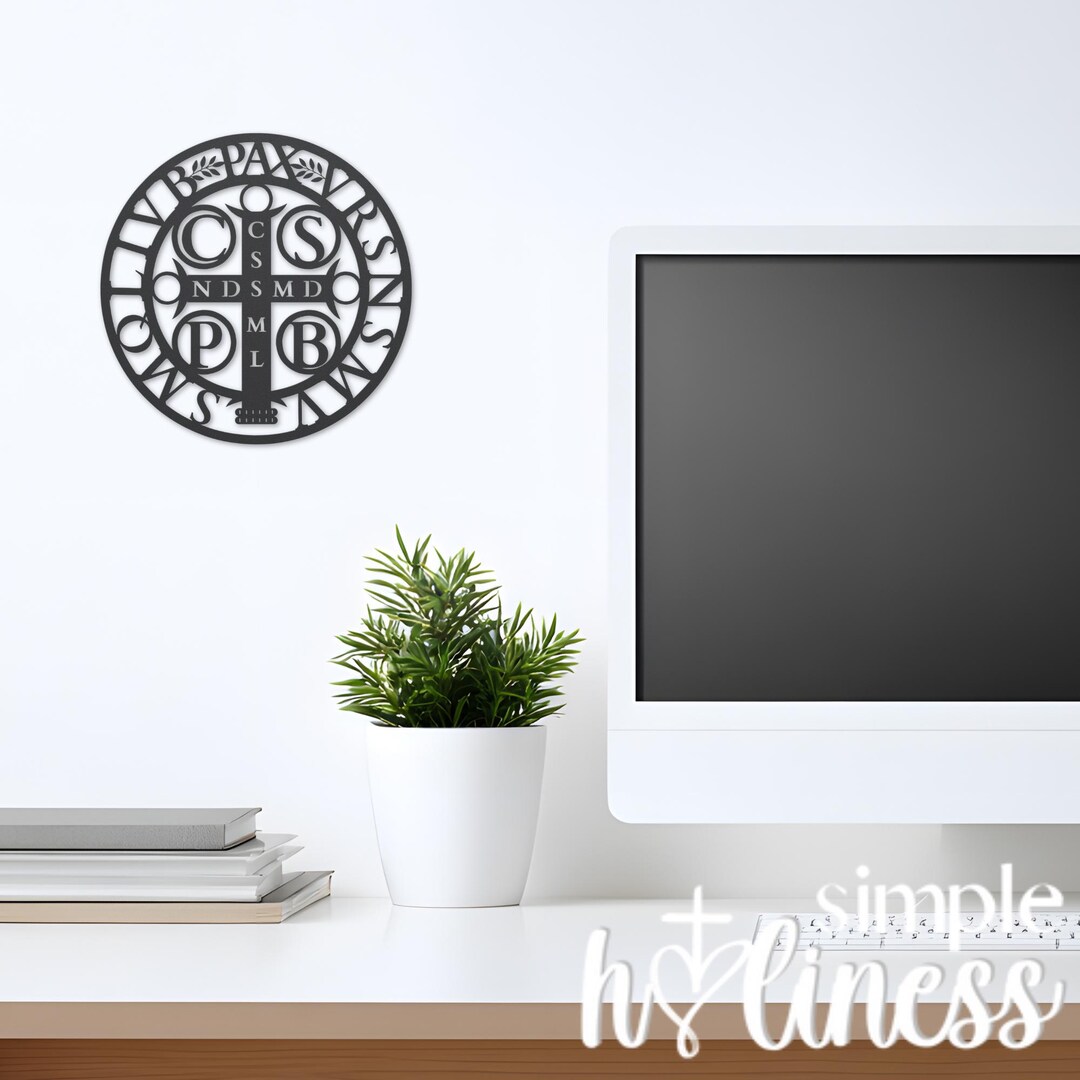 12" St. Benedict Medal Wall Art, Catholic Metal Sign, Benedictine ...