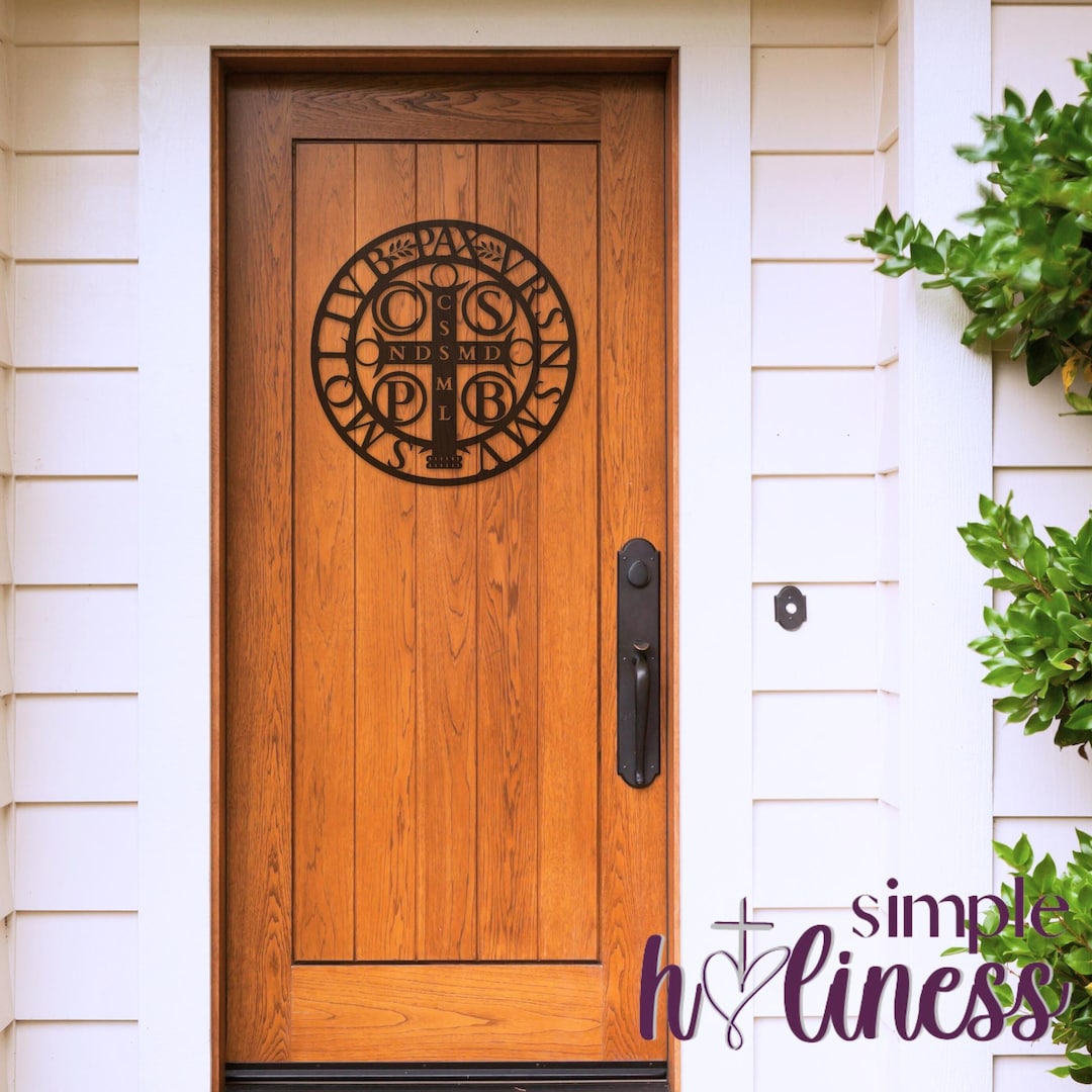 St. Benedict Metal Sign/door Hanger Wreath, Benedictine Medal, Catholic ...