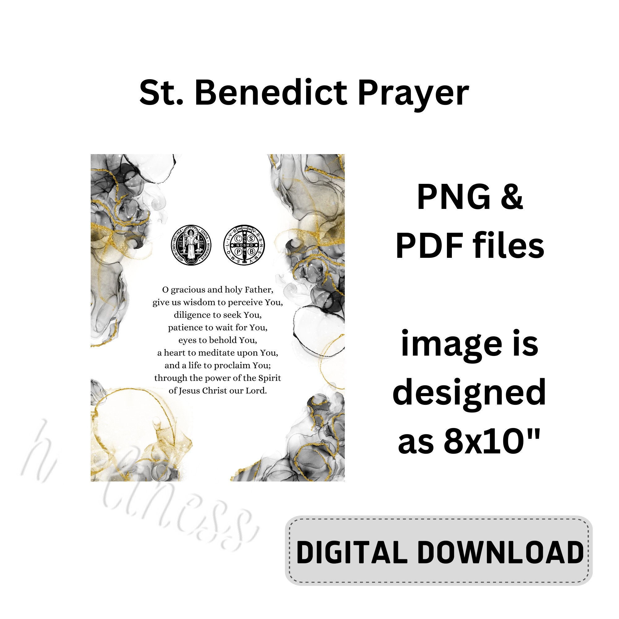 St. Benedict Prayer- Black and Gold PRINTABLE, DIGITAL DOWNLOAD - Etsy