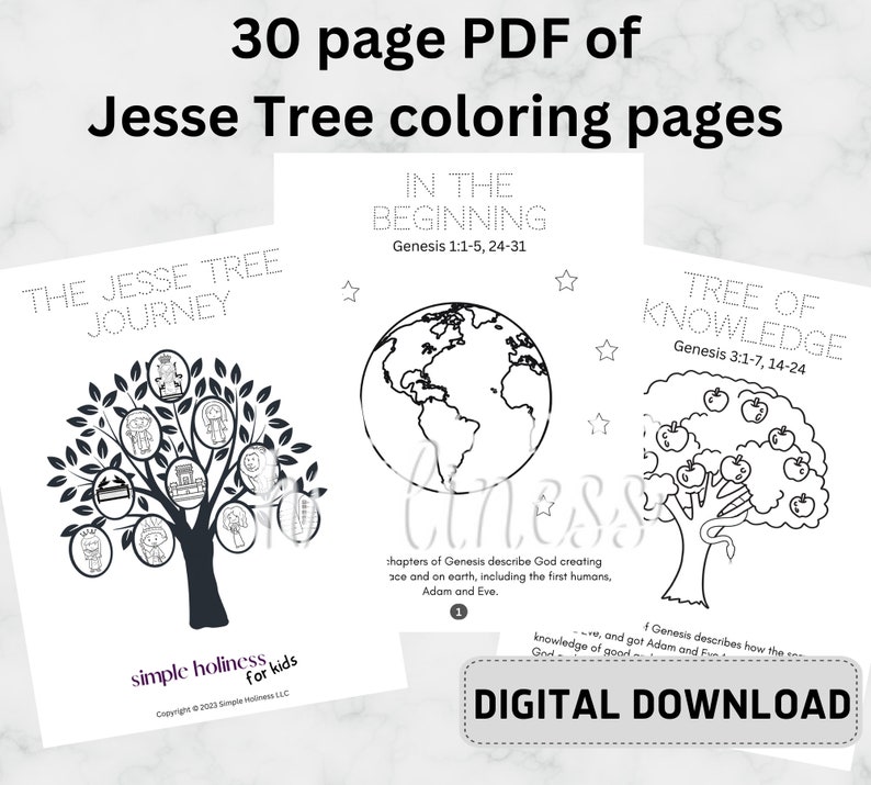 Kids Jesse Tree Booklet & Coloring Pages DIGITAL DOWNLOAD - Etsy