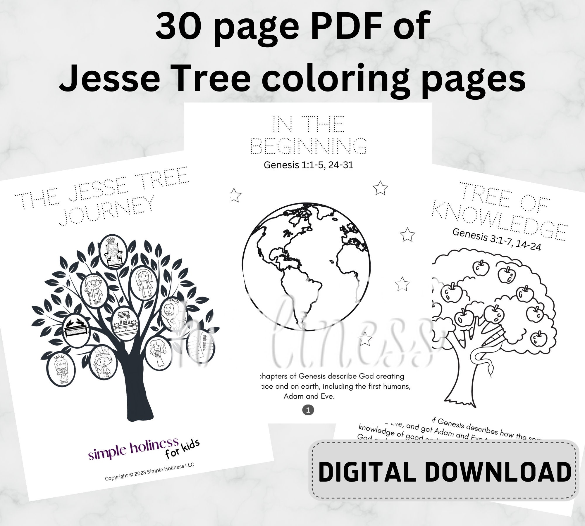 Kids Jesse Tree Booklet & Coloring Pages DIGITAL DOWNLOAD - Etsy