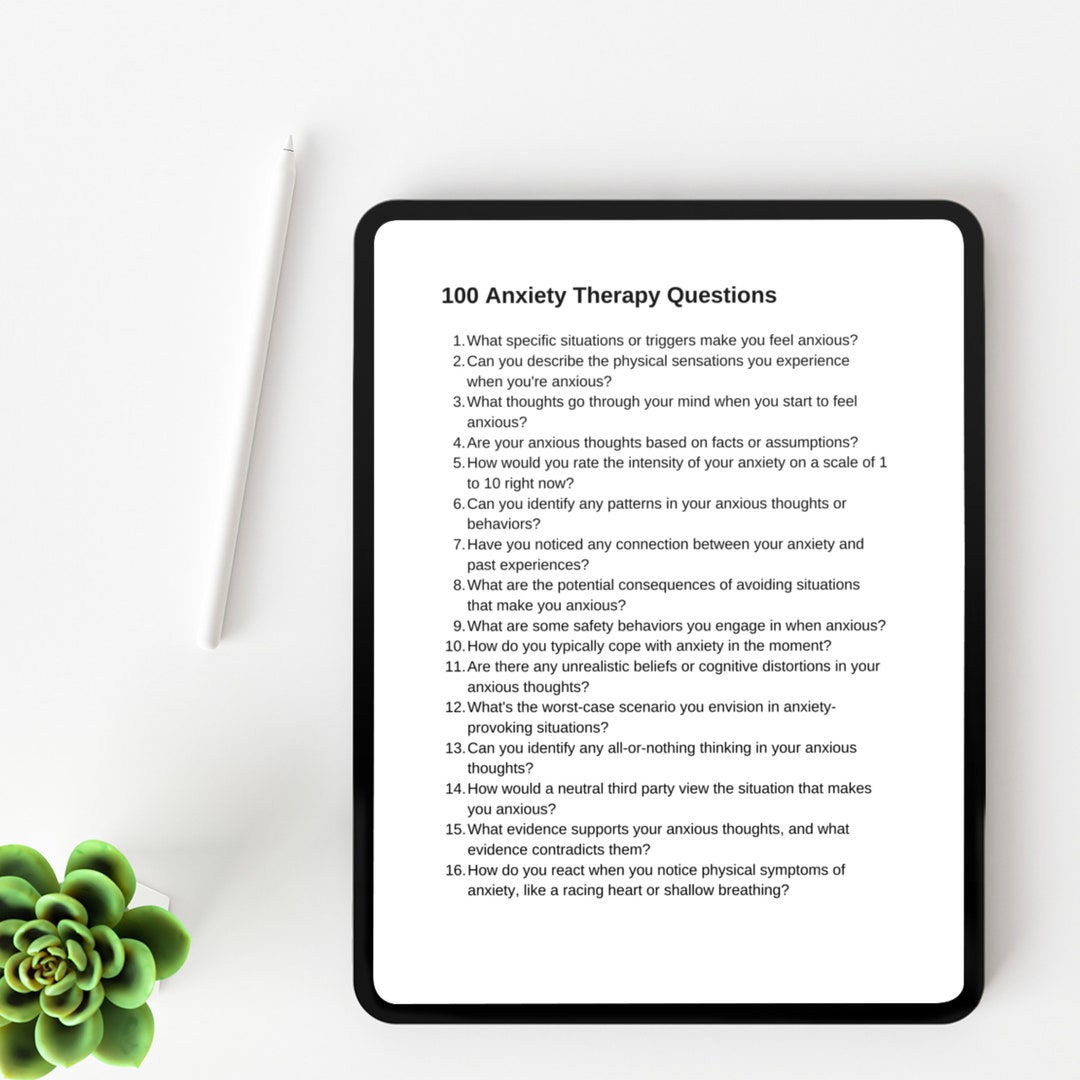 CBT Therapy Questions Bundle, Psychologist, Anxiety Digital, Therapy ...