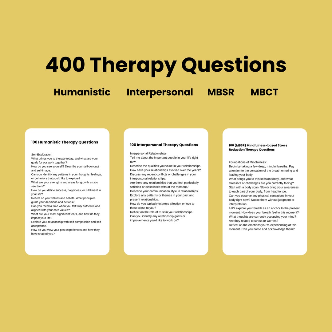 Therapy Questions Bundle, Interpersonal Therapy, Humanistic Therapy ...