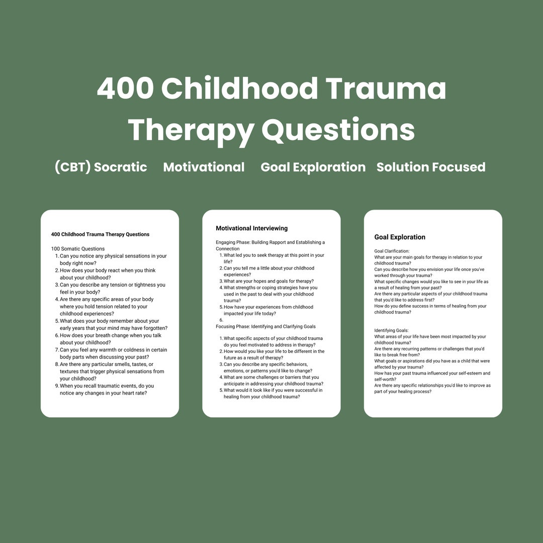 CBT Therapy Questions Bundle, Childhood Therapy, Therapist Cheat Sheet ...