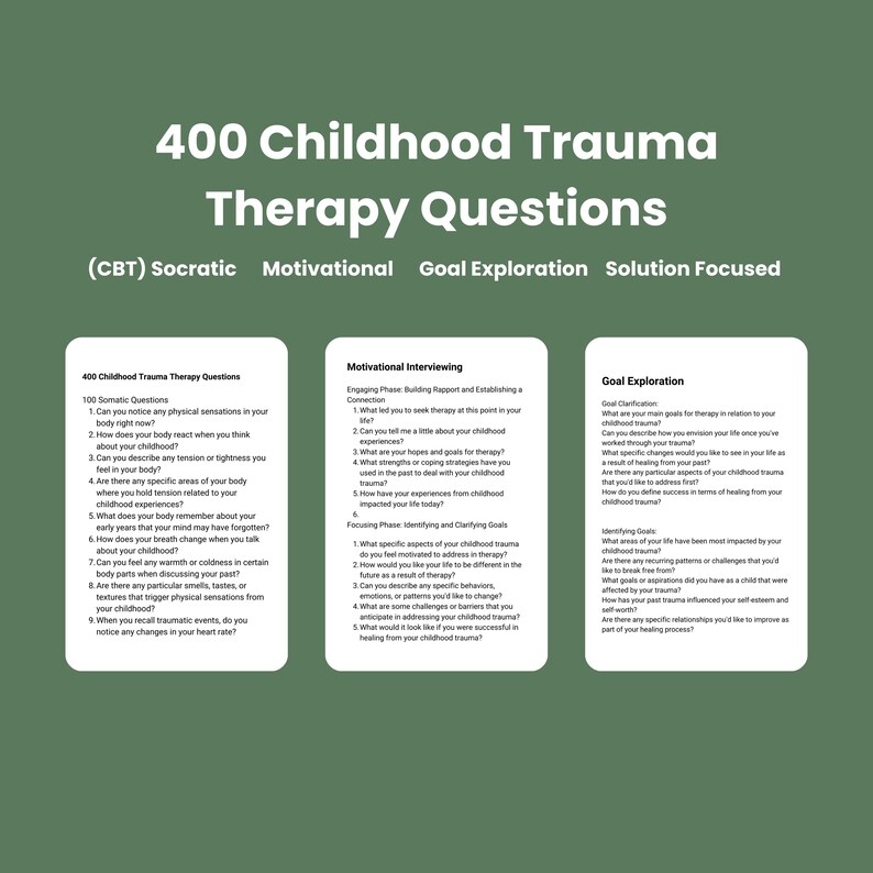 CBT Therapy Questions Bundle, Childhood Therapy, Therapist Cheat Sheet ...