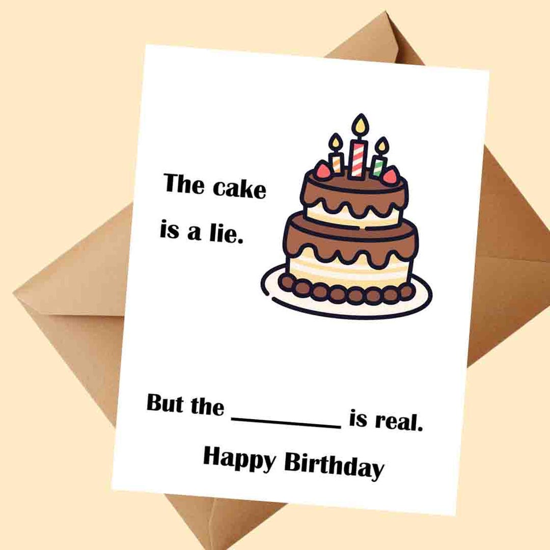 Funny "cake is a Lie" Birthday Card With Gift - Etsy