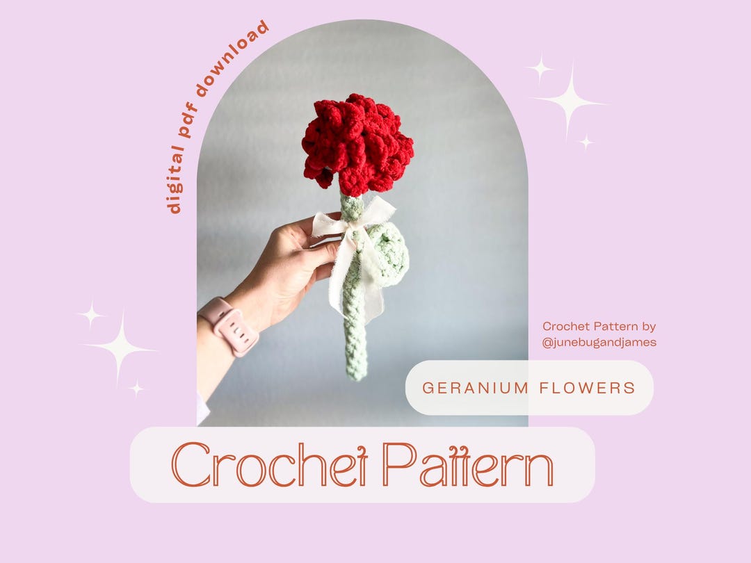 Crochet Geranium Flower Pattern: DIY Floral Bouquet (digital Download ...