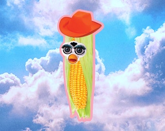 Holographic Pickle Cowgirl Furby Sticker | Etsy