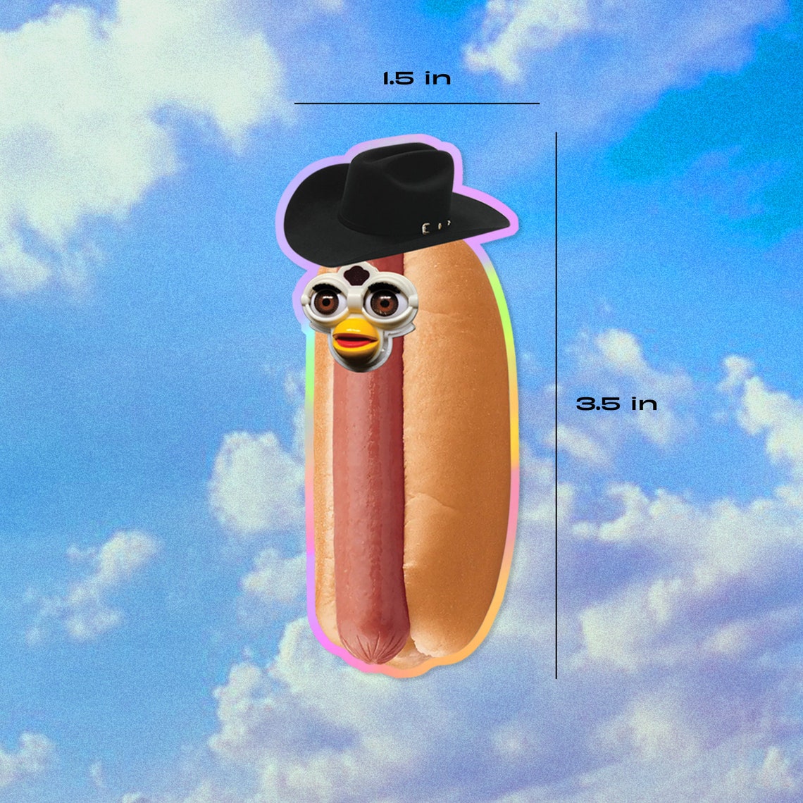 Holographic Furby Hotdog Cowboy Sticker - Etsy