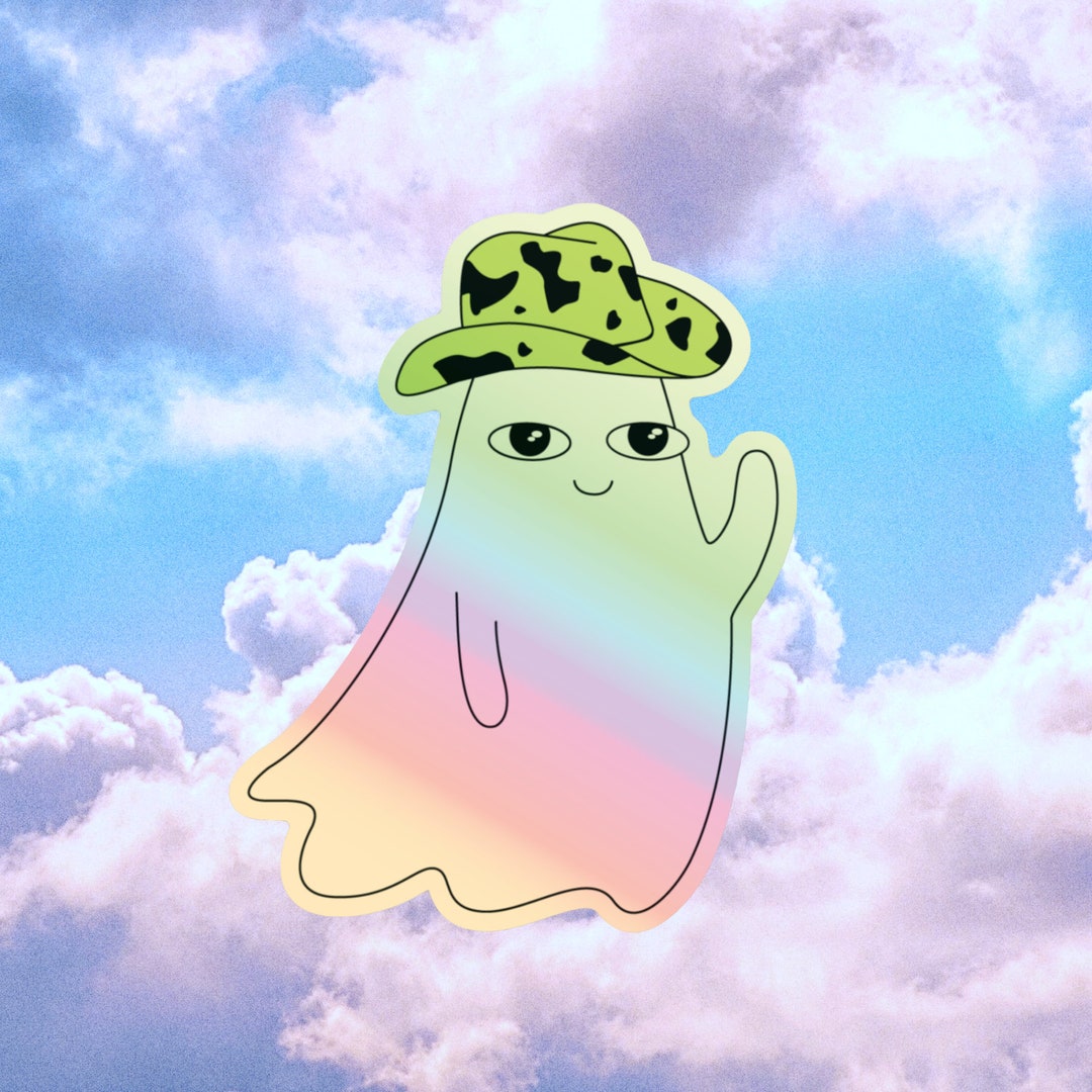 Holographic Ghost Cowboy Sticker - Etsy