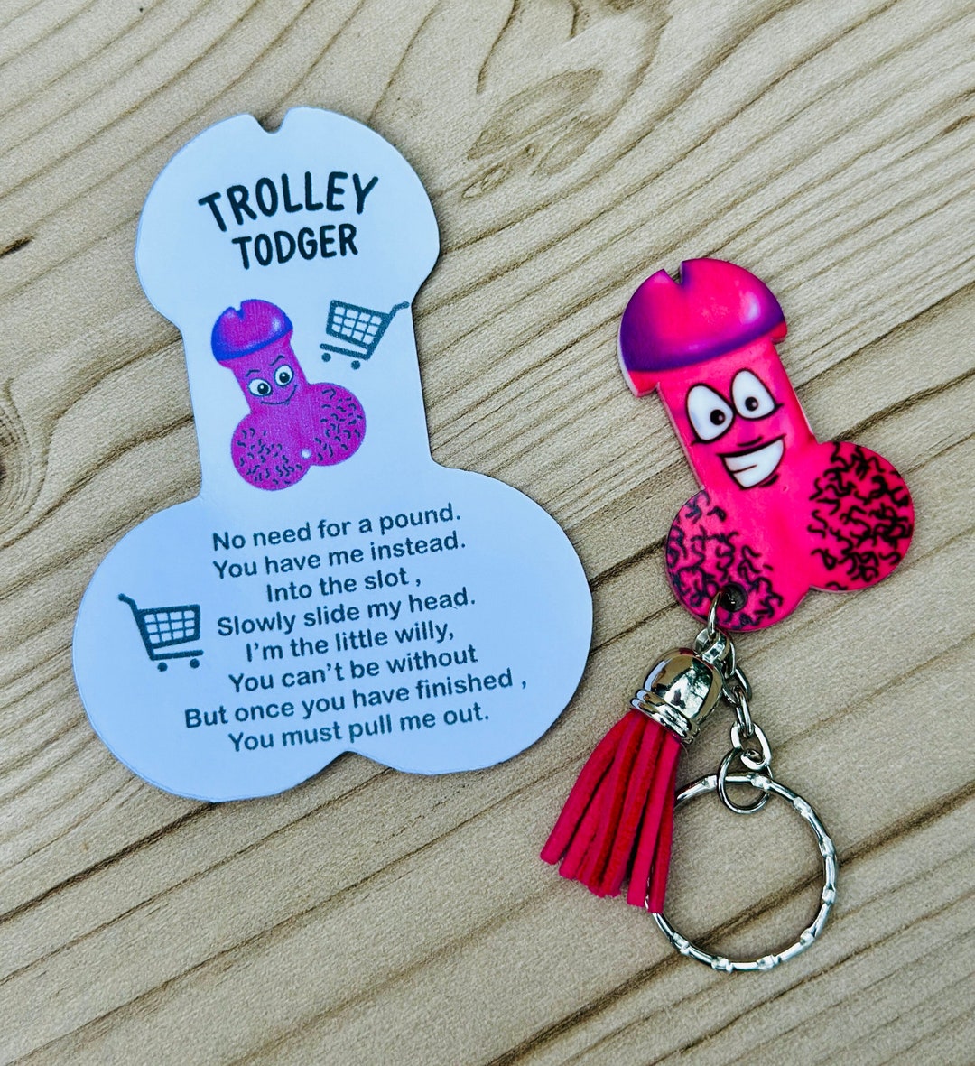 Novelty Trolley Todger Shopping Token Willy Coin Trolley Token Keyring ...