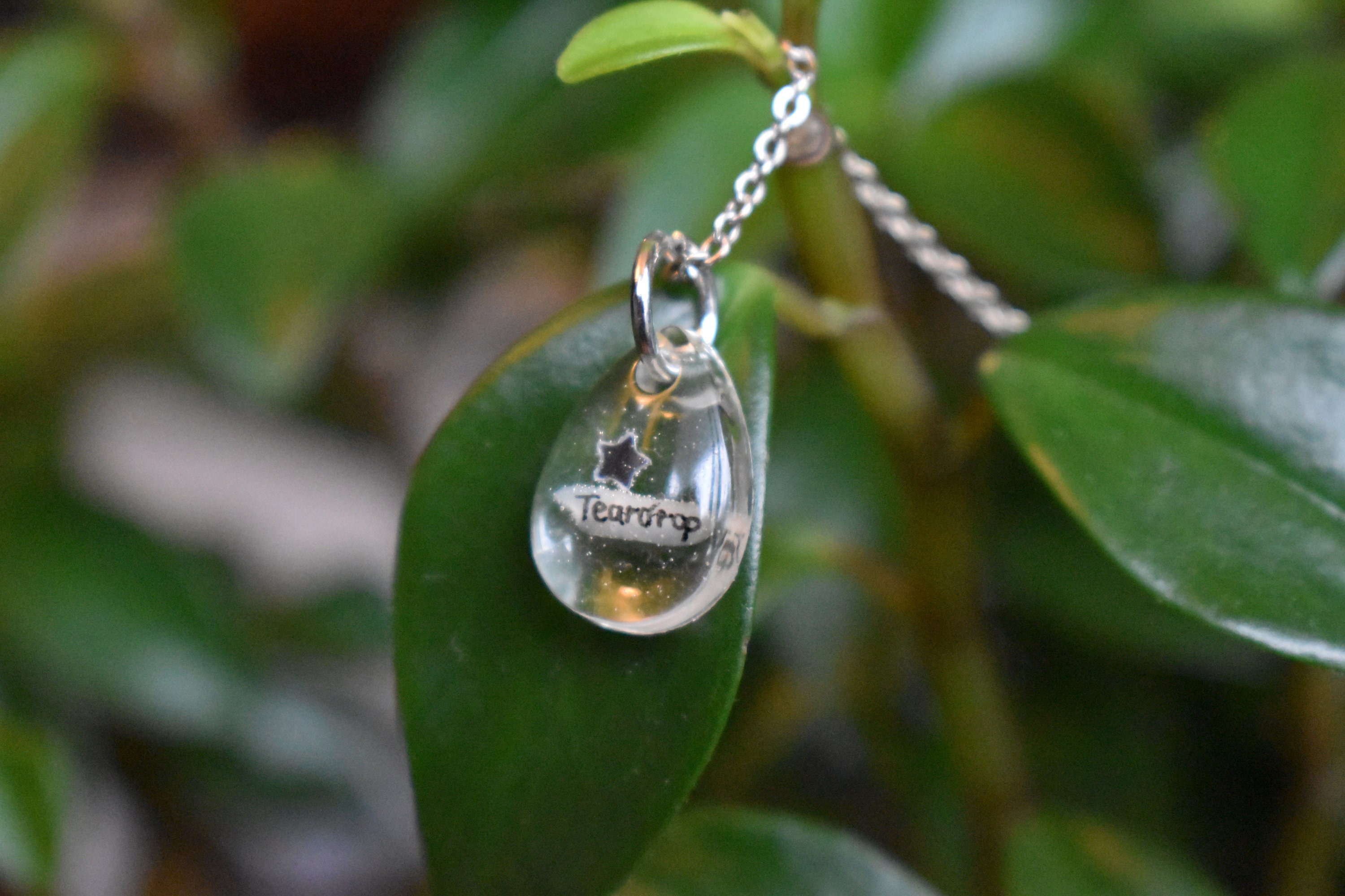 Custom Name On Rice Charm Sealed In Teardrop Guitar Pick Shaped Resin