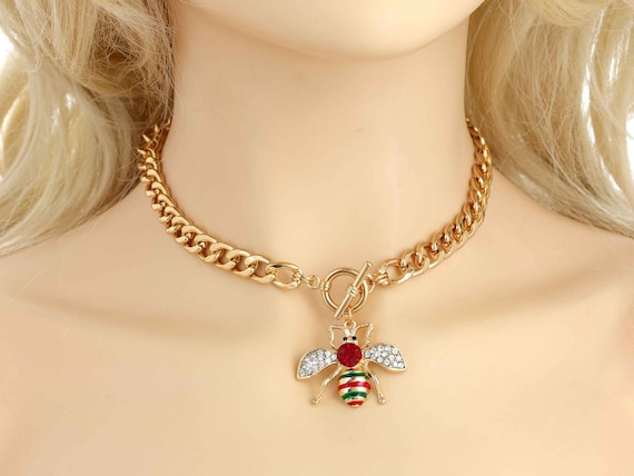 Bee gucci necklace store