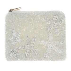 Handmade Seed Beaded Beachy Starfish Shell Coin Bag Purse Boho Tropical ...