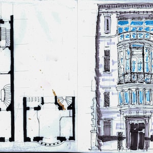 Ink and Prismacolor Drawing of the Tassel Building - Etsy