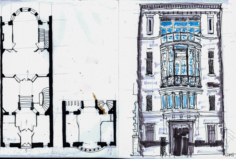 Ink and Prismacolor Drawing of the Tassel Building - Etsy