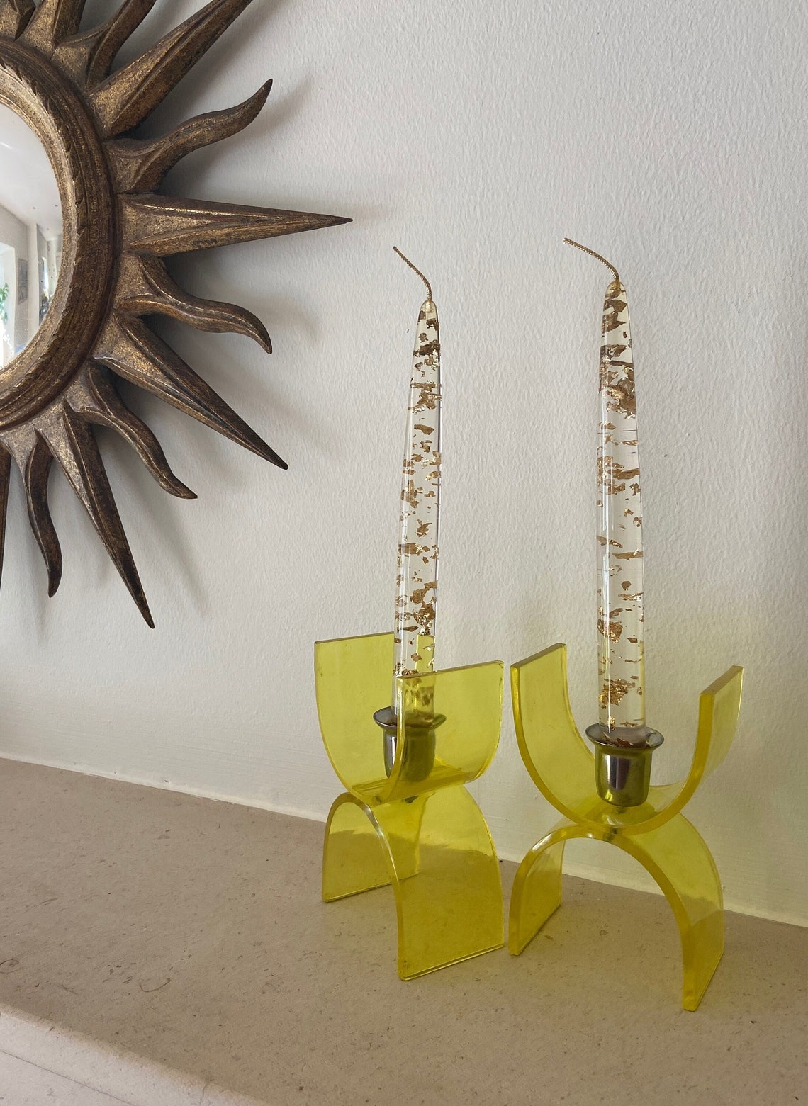 A Pair of Mid Century Modern Lucite / Acrylic Candle Stick Holders - Etsy