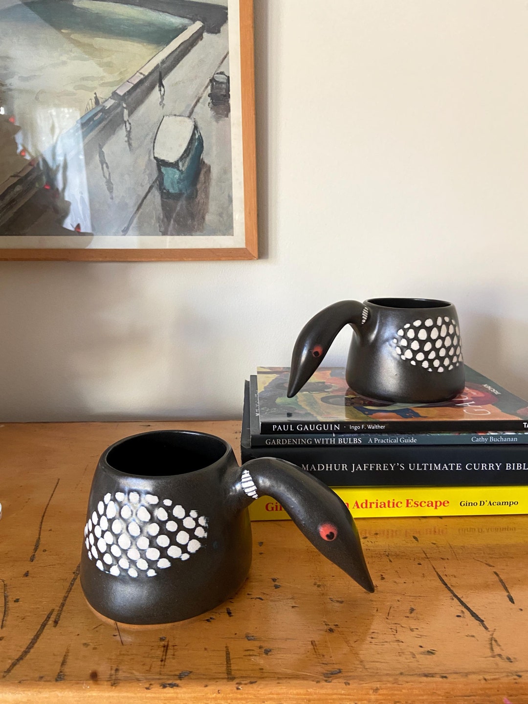 A Pair of Loon Mugs - Studio Pottery Stephen Schiffer 1997 - Etsy