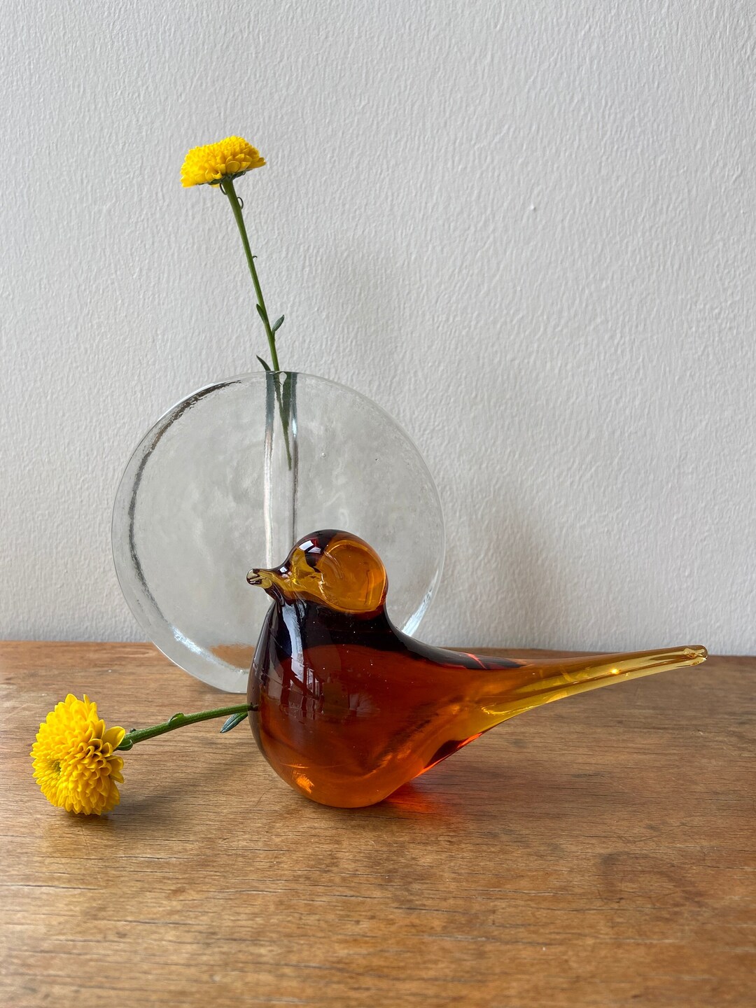 Amber Art Glass Bird - Etsy