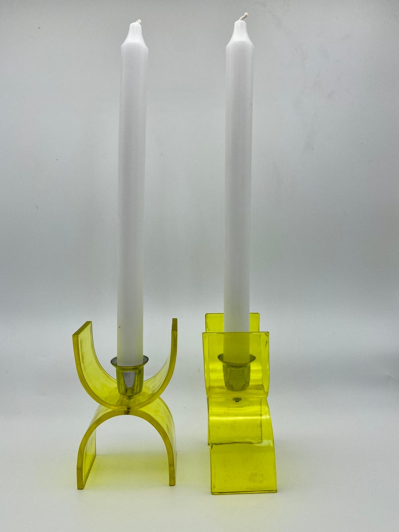 A Pair of Mid Century Modern Lucite / Acrylic Candle Stick Holders - Etsy