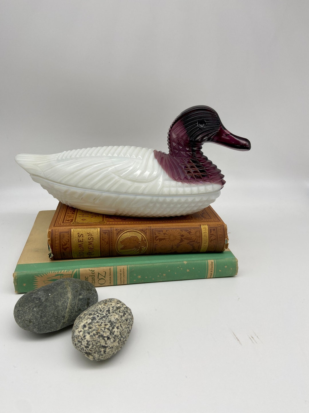 LG Wright / Atterbury Glass Duck Covered Dish - Etsy