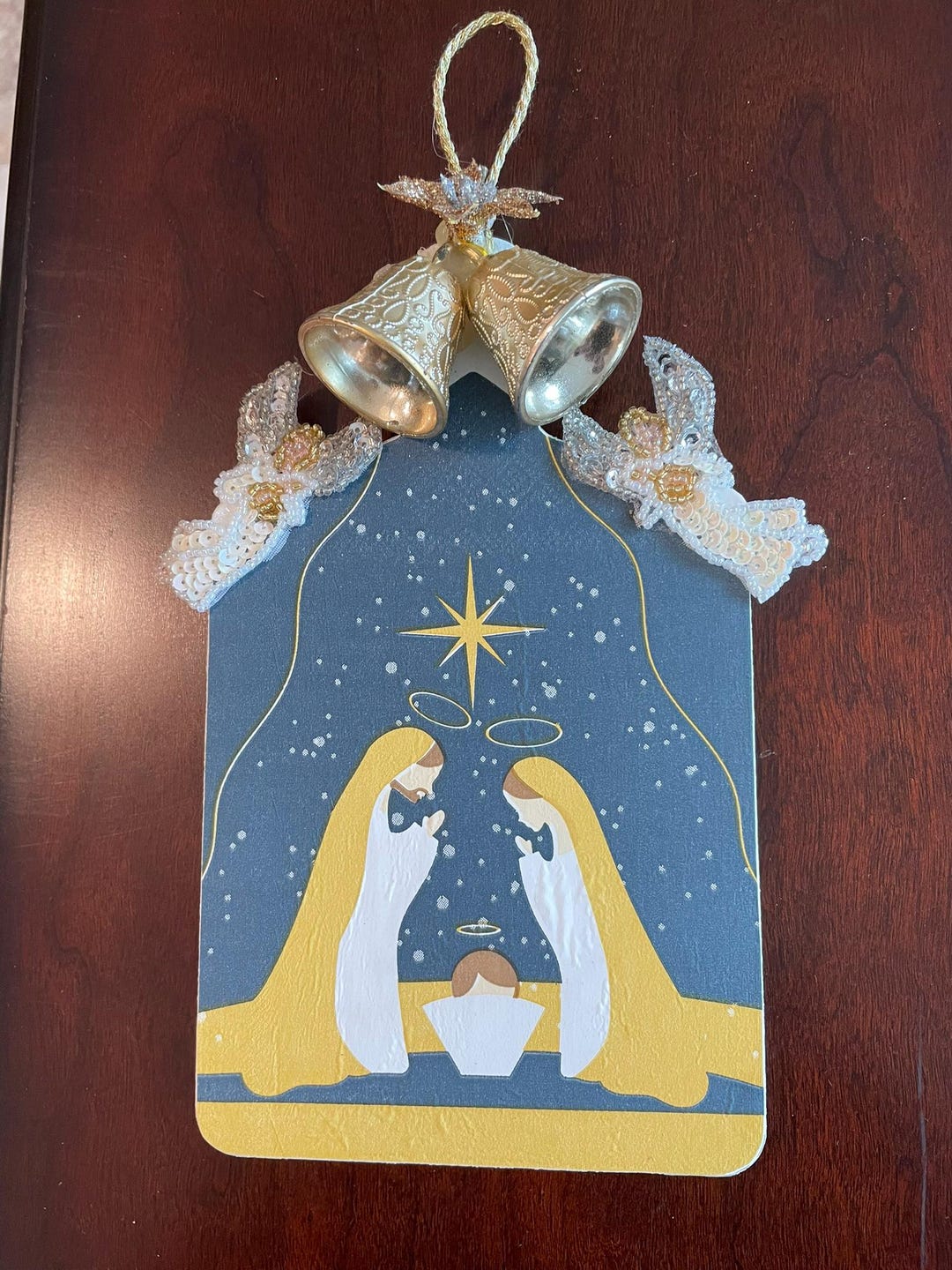 Christmas Nativity Manger Scene Baby Jesus Decoupage Wood Board Wall ...