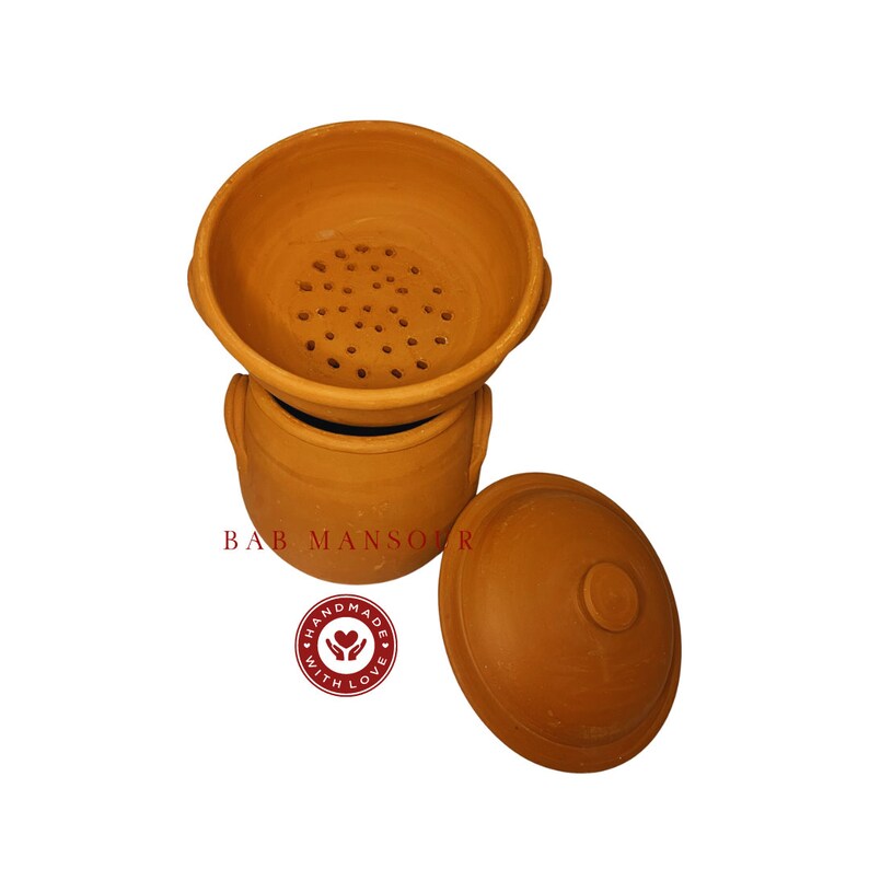 Unglazed Clay Steamer Pot and Basket With Lid, Lead-free Moroccan Clay ...