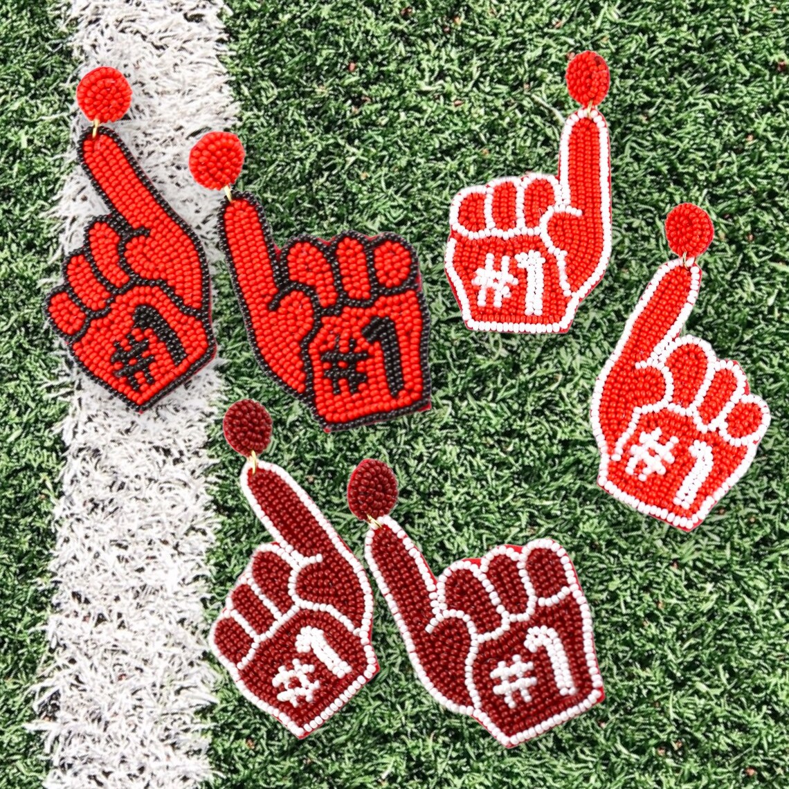 Game Day Foam Finger Beaded Earrings / Seed Bead / College - Etsy