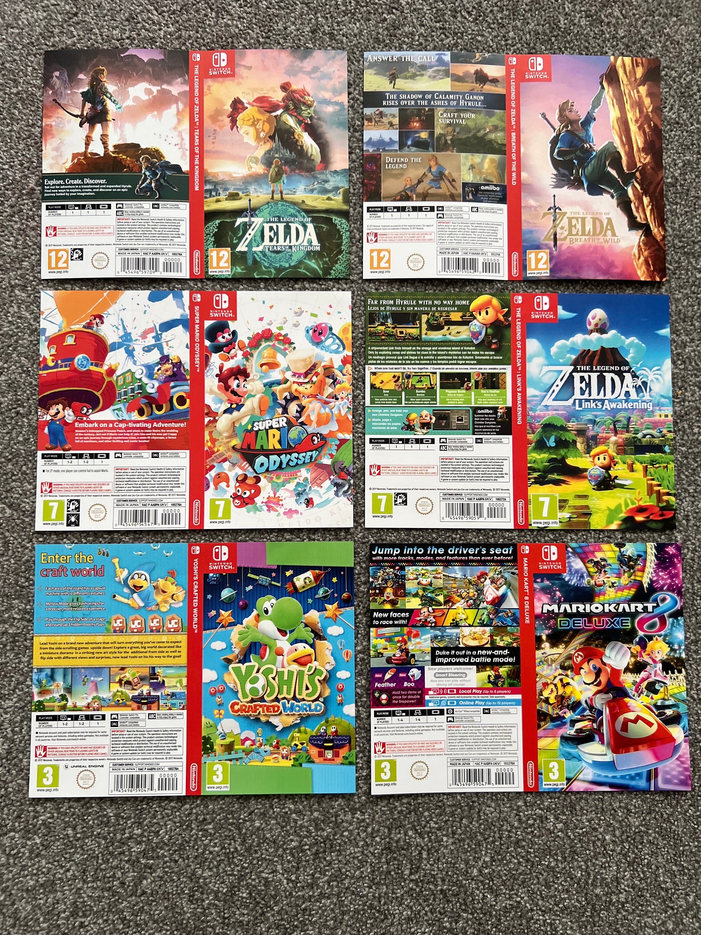 Nintendo Switch Game Box Art Replacement Only No Case Just the Double Sided High Quality Print Nintendo Cover Art Mario Zelda Yoshi Etc Etsy