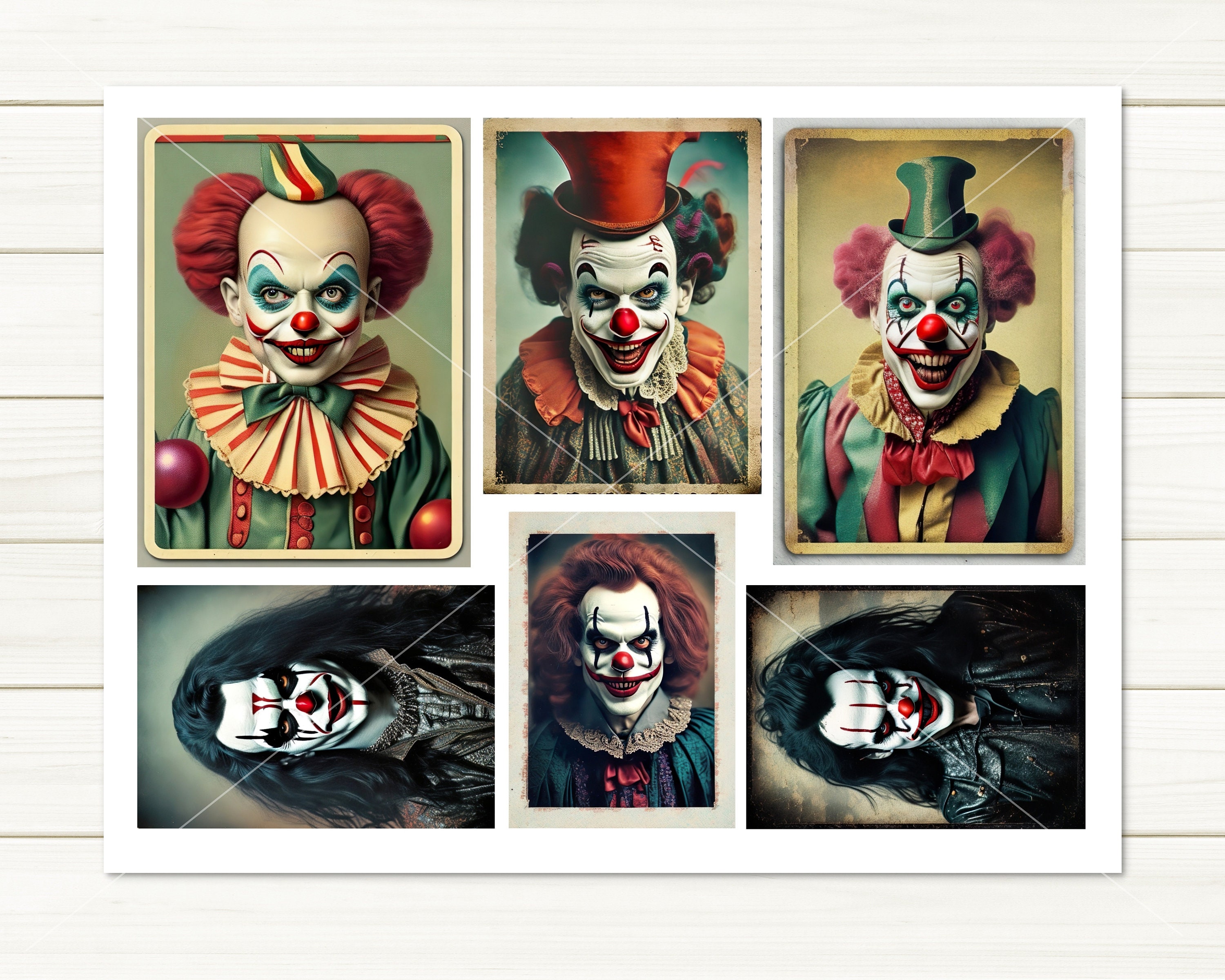 Clown Junk Journal Kit, Vintage Creepy Clowns, Printable Journal Cards ...