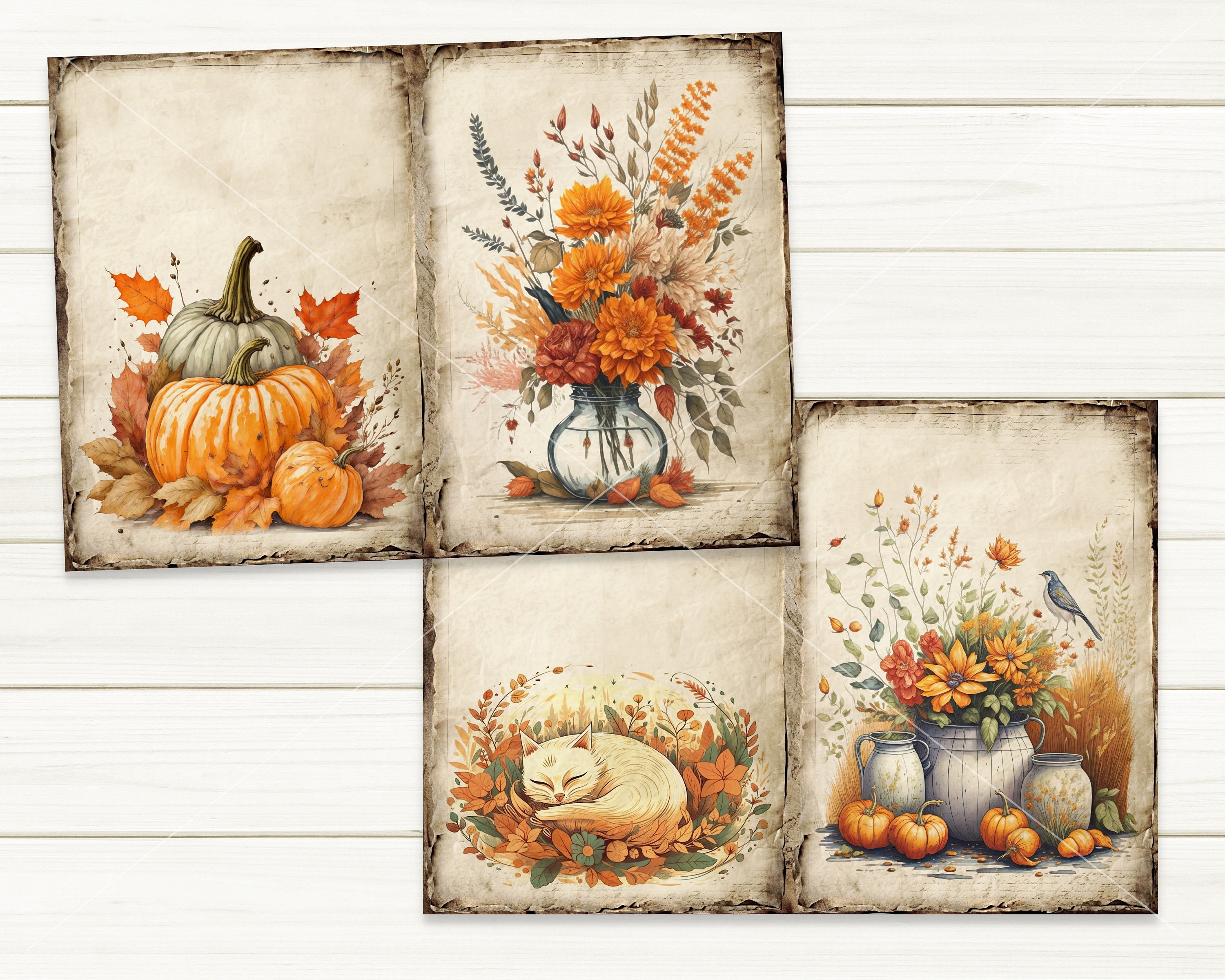 Autumn Journal Pages With Watercolor Fall Leaves Rain Boots - Etsy