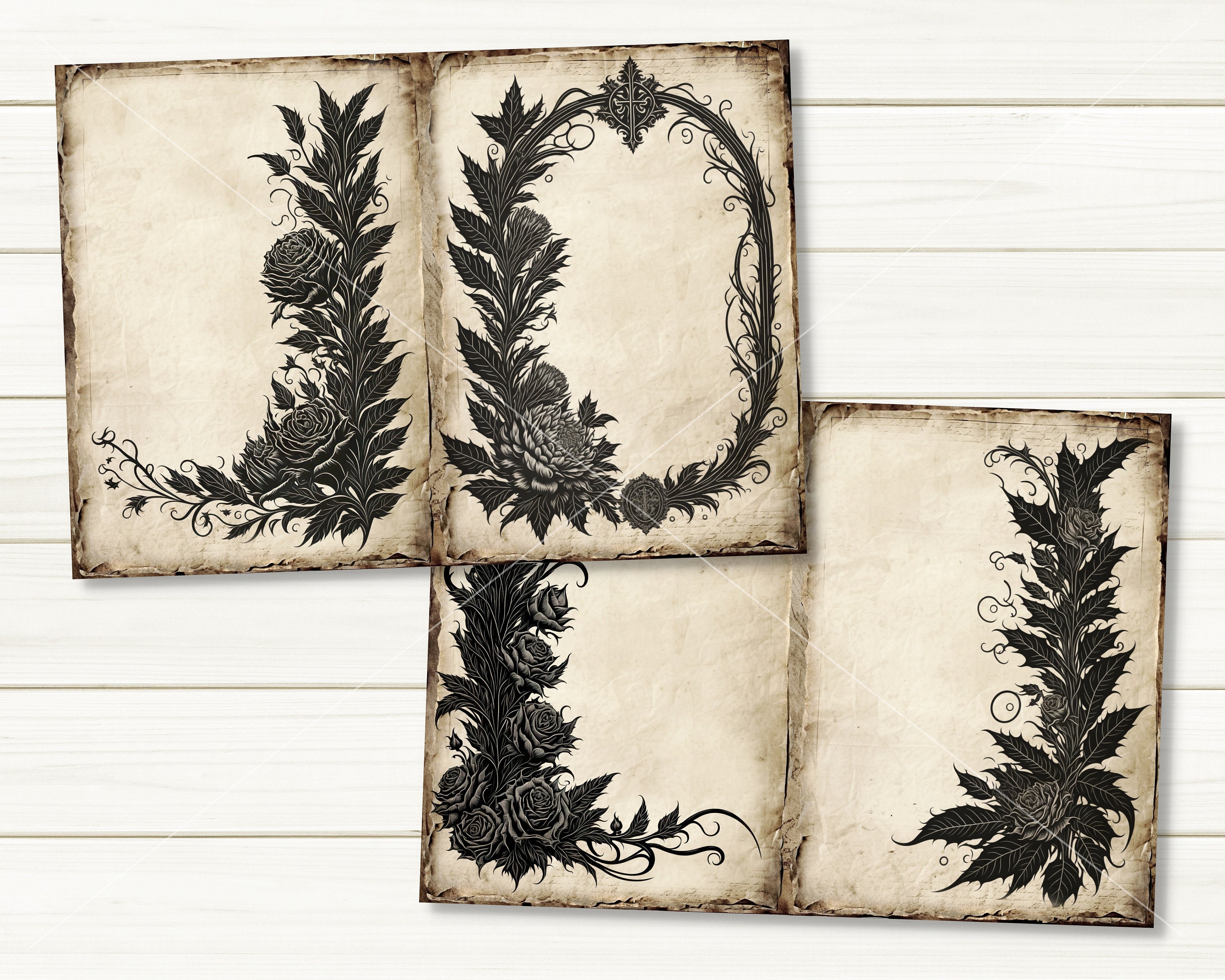 Black Roses Gothic Journal Pages, Printable Vintage Junk Journal Kit ...